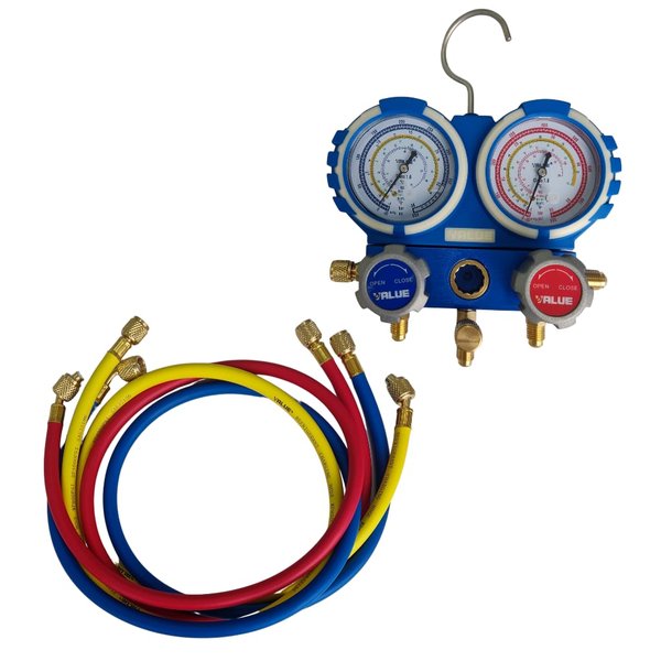 Manifold R22/R134A/407C/410A com Mangueira 1.2MT Manômetro 68